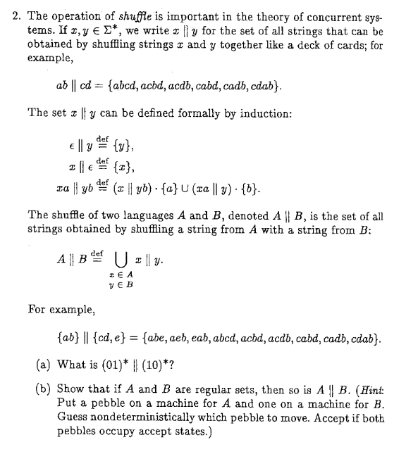 Solved The operation of shuffle is important in the theory | Chegg.com