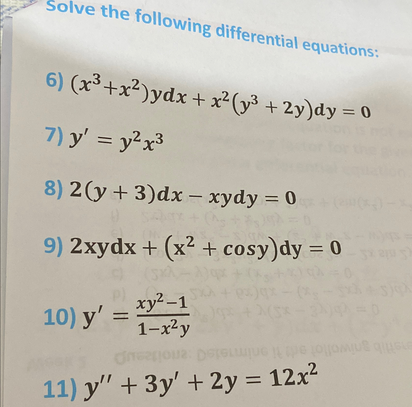 Solved Solve the following differential | Chegg.com