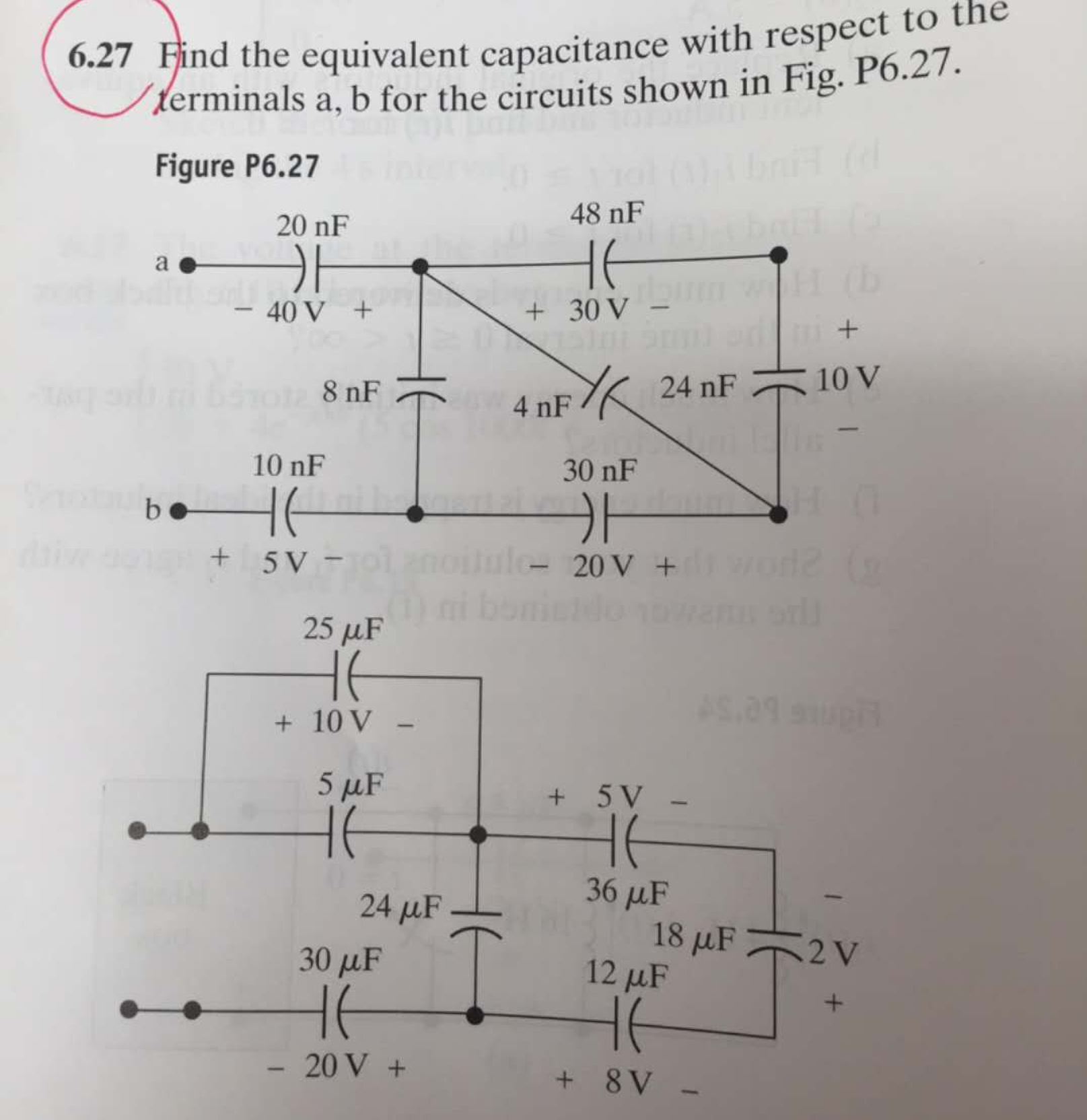 Solved 6.27 ﻿Find the equivalent capacitance with respect to | Chegg.com