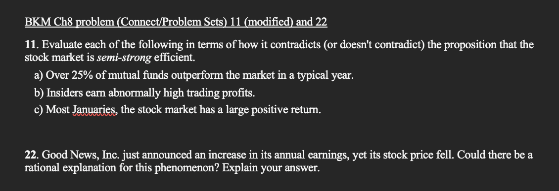 Solved BKM Ch8 ﻿problem (Connect/Problem Sets) 11 (modified) | Chegg.com