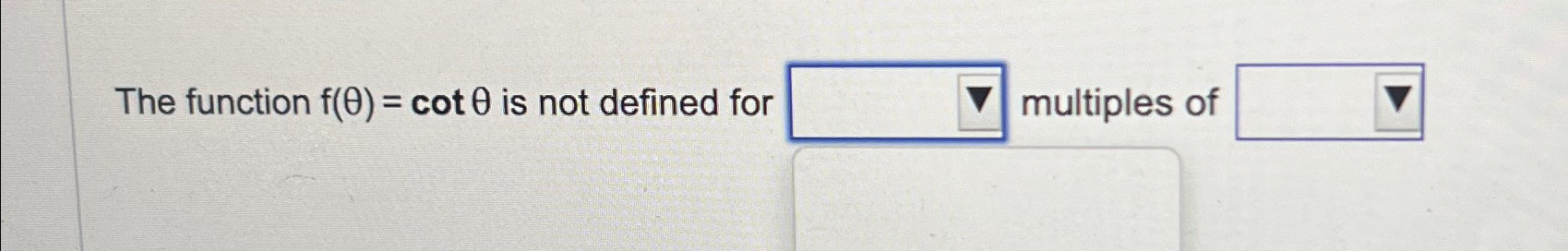Solved The function f(θ)=cotθ ﻿is not defined for multiples | Chegg.com