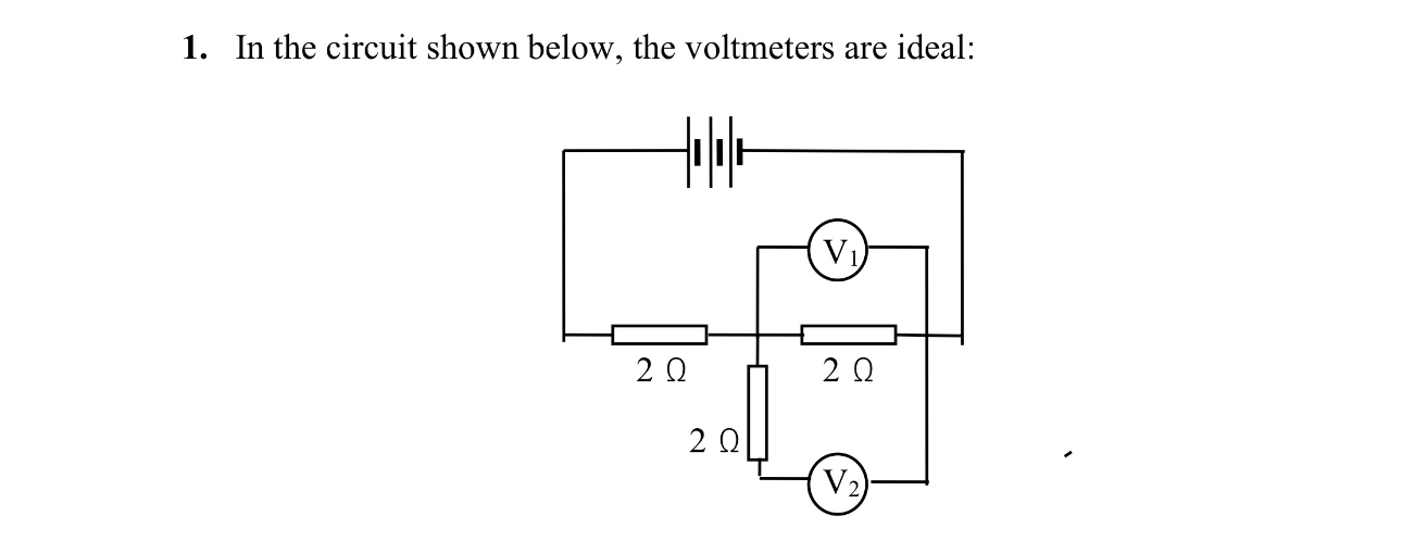Solved In the circuit shown below, the voltmeters are ideal: | Chegg.com