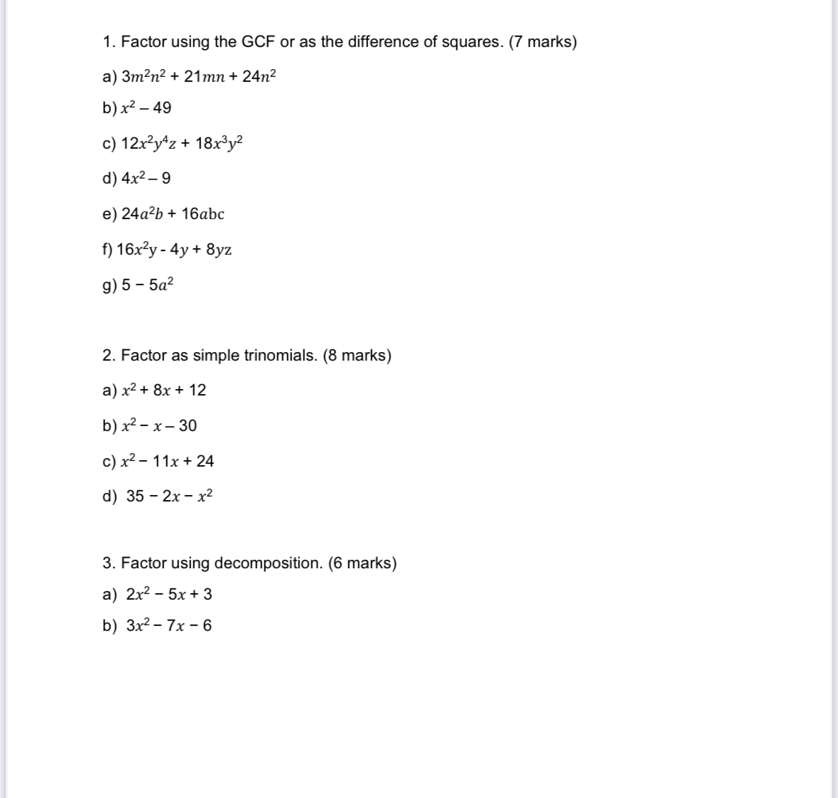 Solved Factor using the GCF or as the difference of squares. | Chegg.com