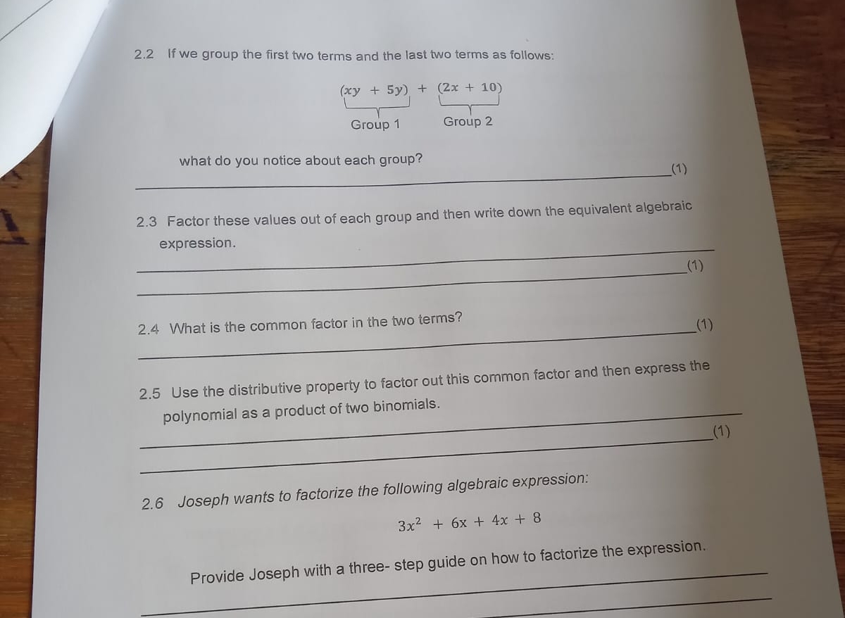 Solved 2.2 ﻿If we group the first two terms and the last two | Chegg.com