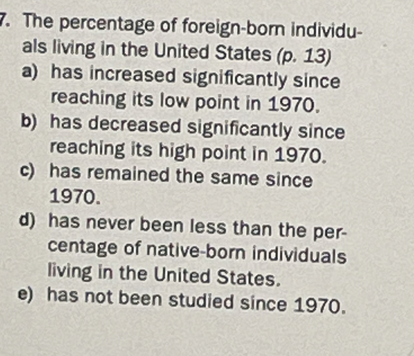The percentage of foreign-born individu-als living in | Chegg.com