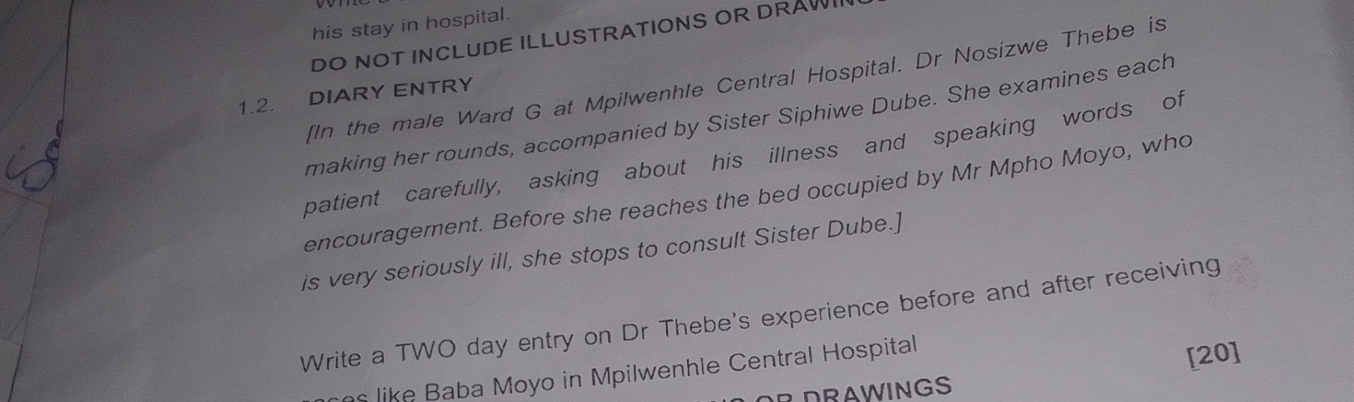 Solved his stay in hospital. 1.2. ﻿DIARY ENTRY IIn the male | Chegg.com