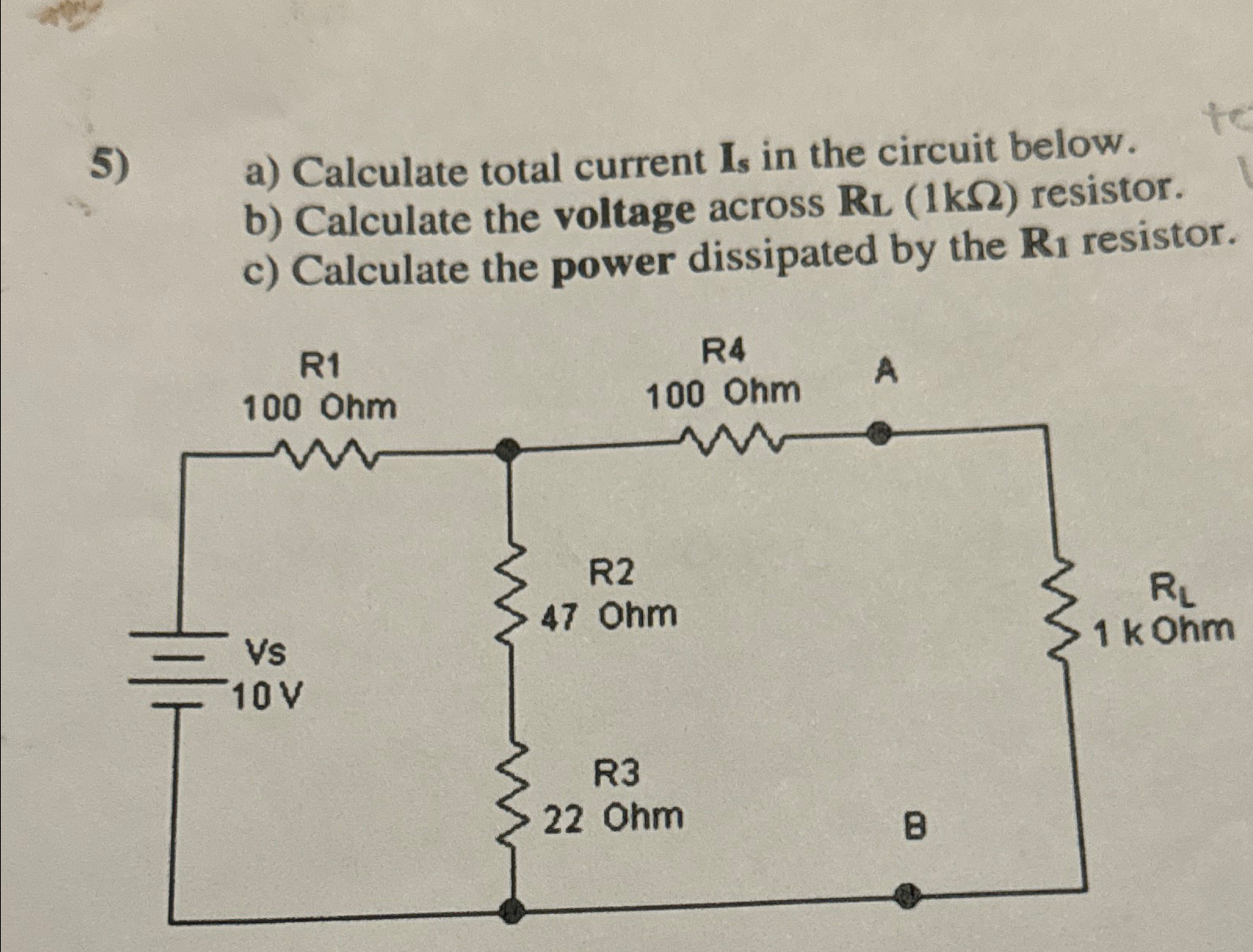 Solved a) ﻿Calculate total current Is ﻿in the circuit | Chegg.com
