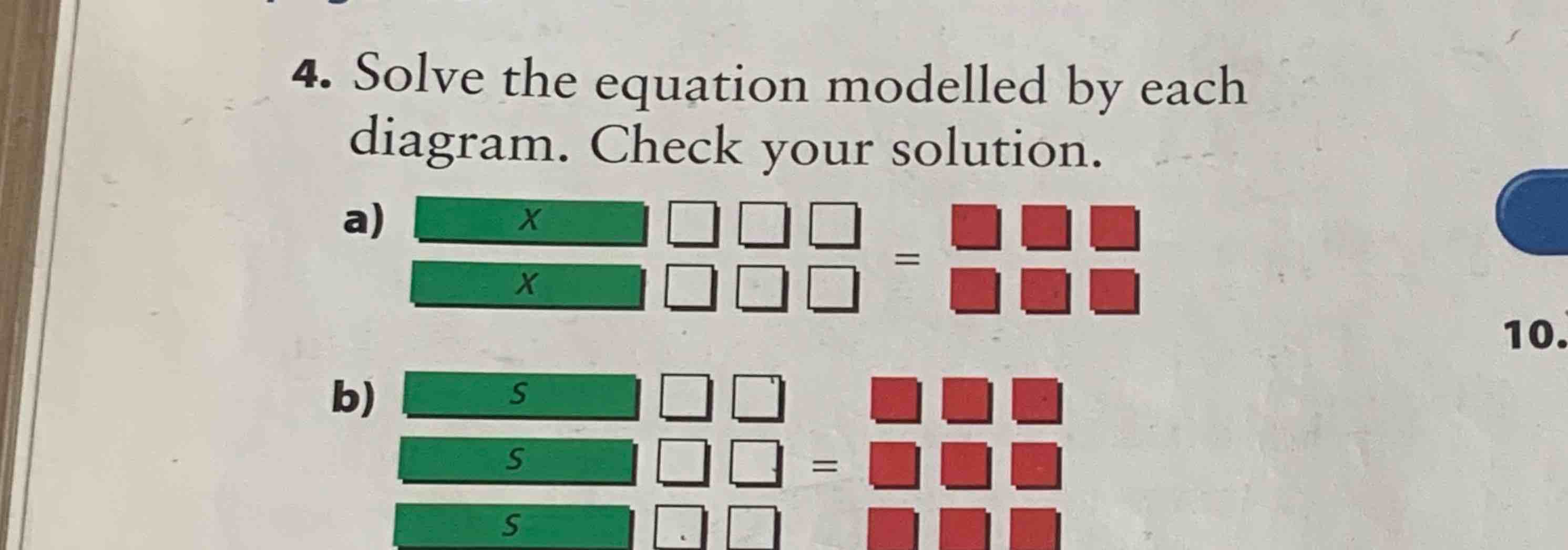 4. ﻿Solve the equation modelled by each diagram. | Chegg.com