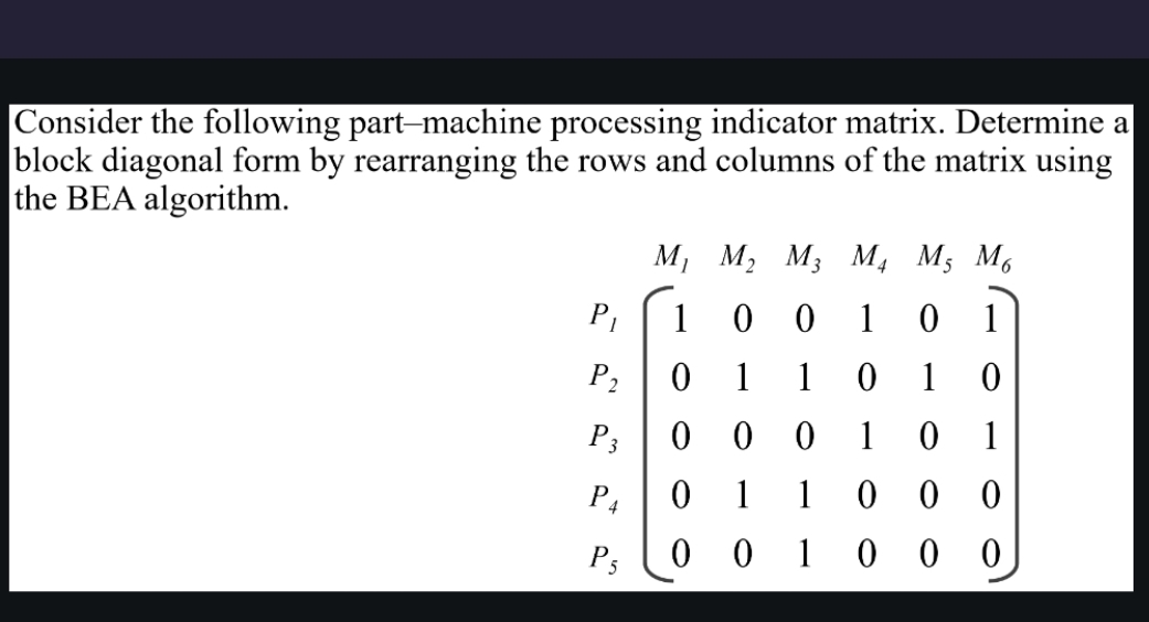 Solved Consider the following part-machine processing | Chegg.com