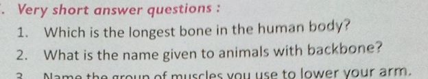 Solved Very short answer questions: Which is the longest | Chegg.com