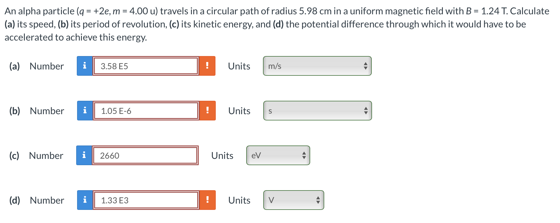 Solved An alpha particle \( (q=+2 ﻿e, ﻿m=4.00 \mathrm{u}) \) | Chegg.com