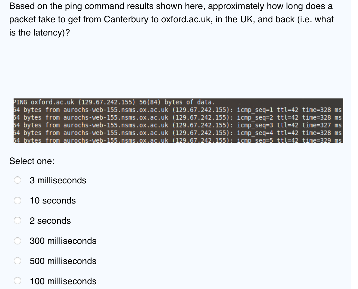 Solved Based on the ping command results shown here, | Chegg.com