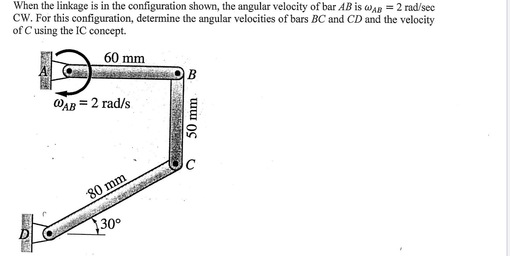 Solved When the linkage is in the configuration shown, the | Chegg.com