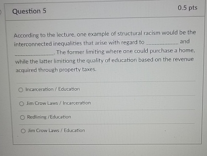 Solved Question 50.5 ﻿ptsAccording to the lecture, one | Chegg.com