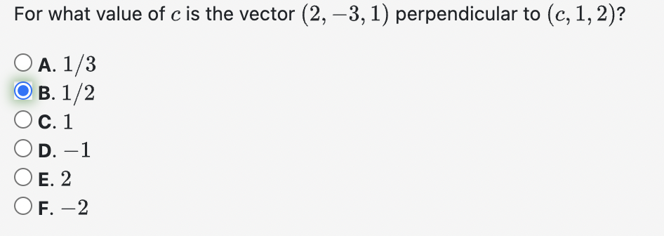 Solved For what value of c ﻿is the vector (2,-3,1) | Chegg.com