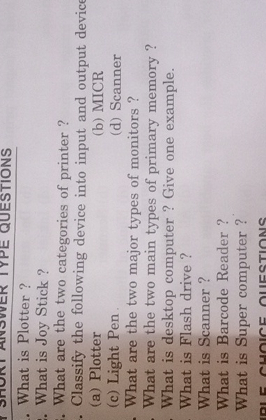 Solved What is Plotter? What is Joy Stick? What are the two | Chegg.com