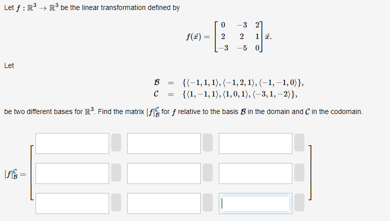 Solved Let f:R3→R3 ﻿be the linear transformation defined | Chegg.com