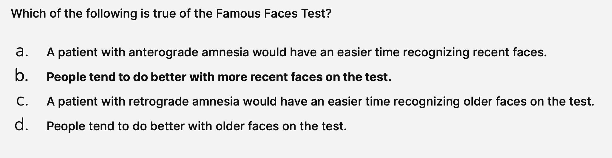 Solved Which of the following is true of the Famous Faces | Chegg.com