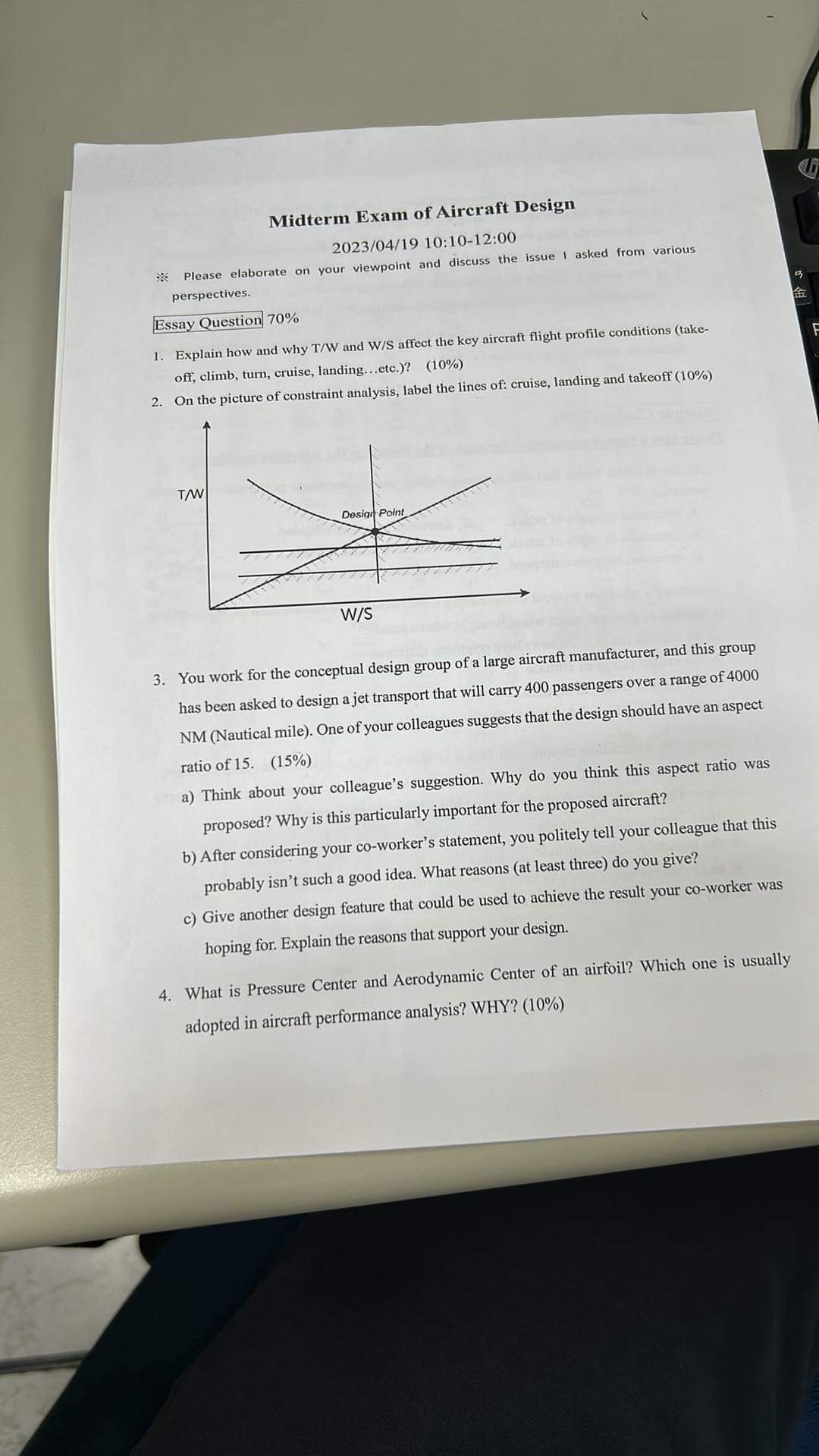 Solved Midterm Exam of Aircraft Design | Chegg.com