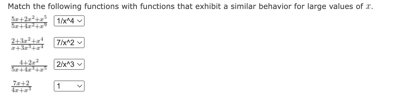 Solved Match the following functions with functions that | Chegg.com