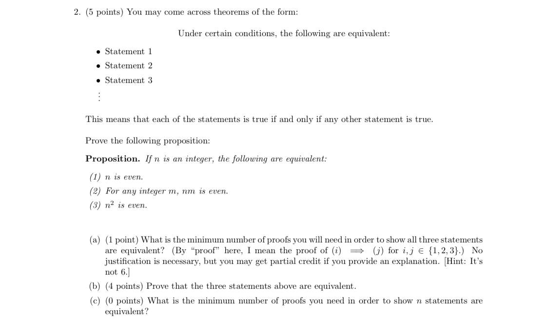 Solved (5 ﻿points) ﻿You may come across theorems of the | Chegg.com