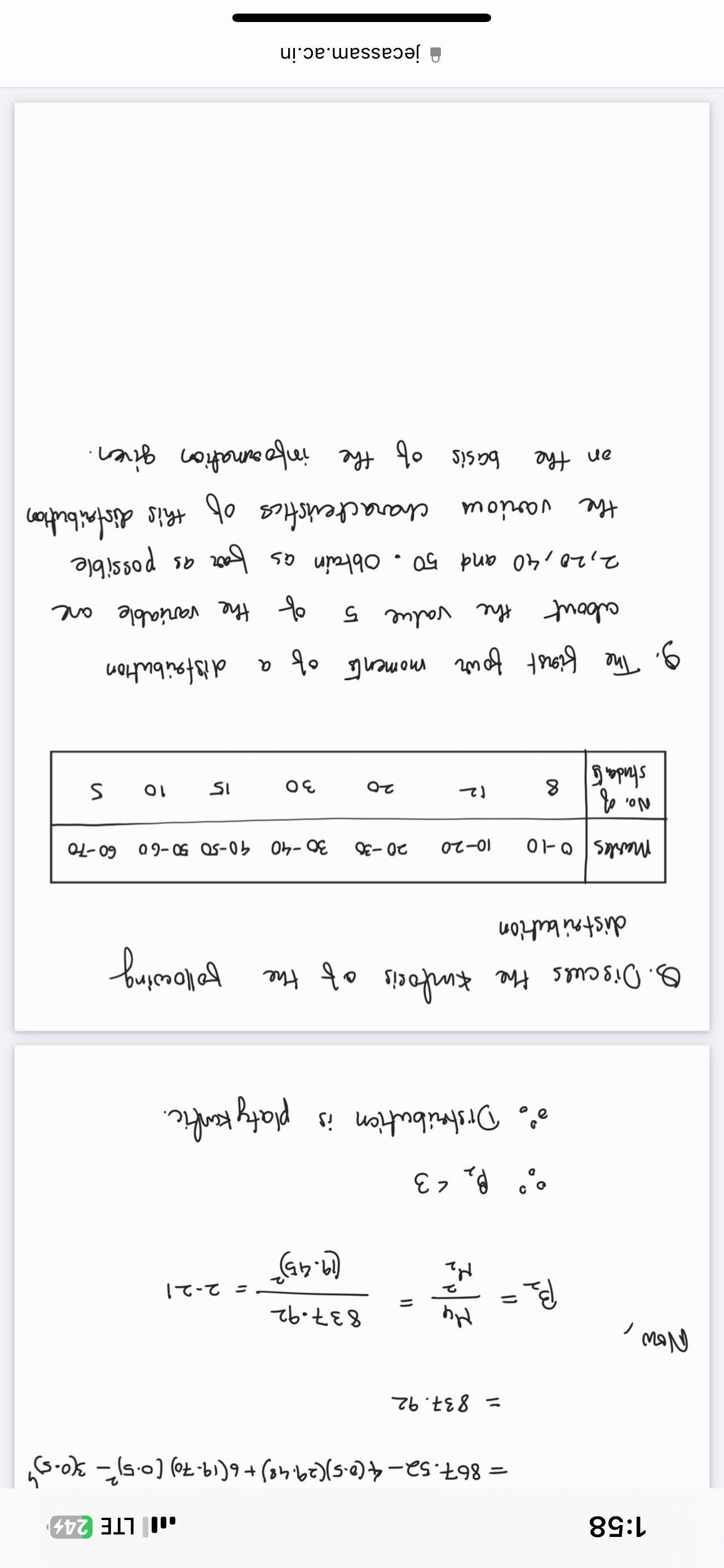 Solved code class="asciimath">Discuss the Kurtosis of the | Chegg.com