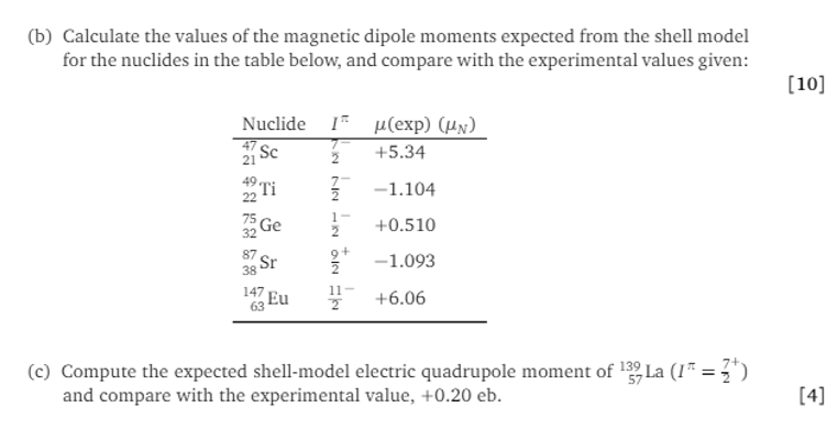 Solved (b) ﻿Calculate the values of the magnetic dipole | Chegg.com