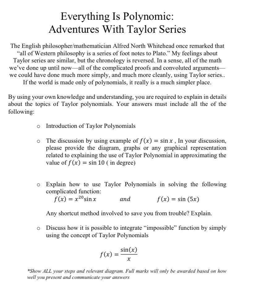 Solved Everything Is Polynomic: Adventures With Taylor | Chegg.com
