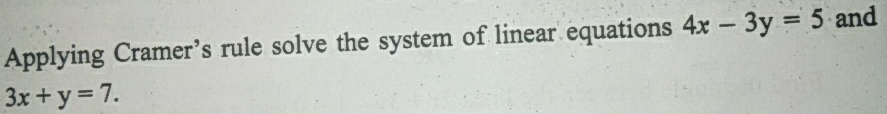 Solved Applying Cramer's rule solve the system of linear | Chegg.com