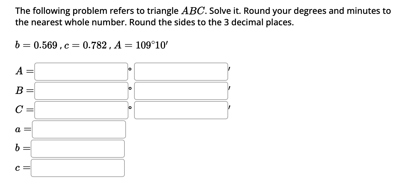 Solved The following problem refers to triangle ABC. Solve | Chegg.com