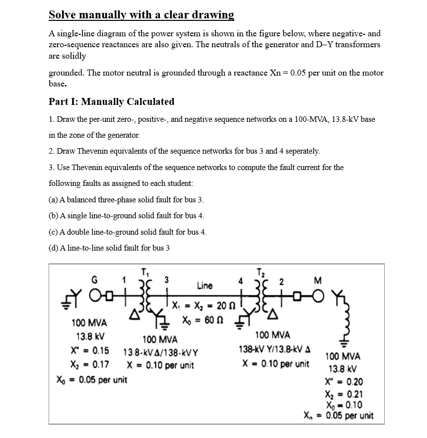 Solve manually with a clear drawingA single-line | Chegg.com