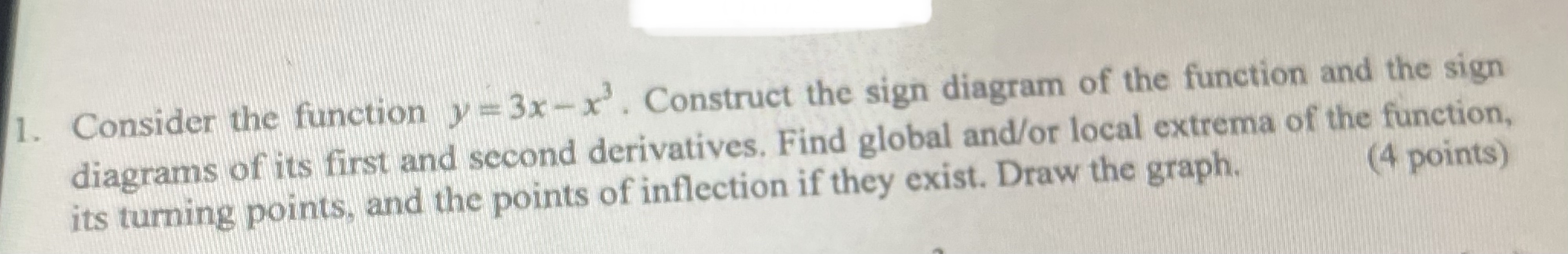 Solved Consider the function y=3x-x3. ﻿Construct the sign | Chegg.com
