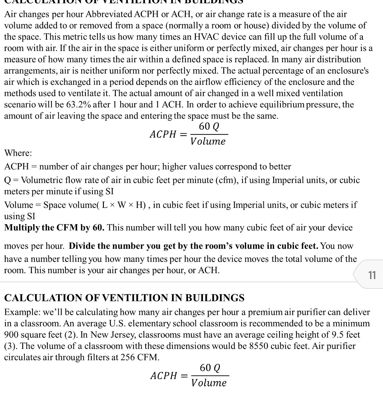 Solved Air changes per hour Abbreviated ACPH or ACH, or air | Chegg.com