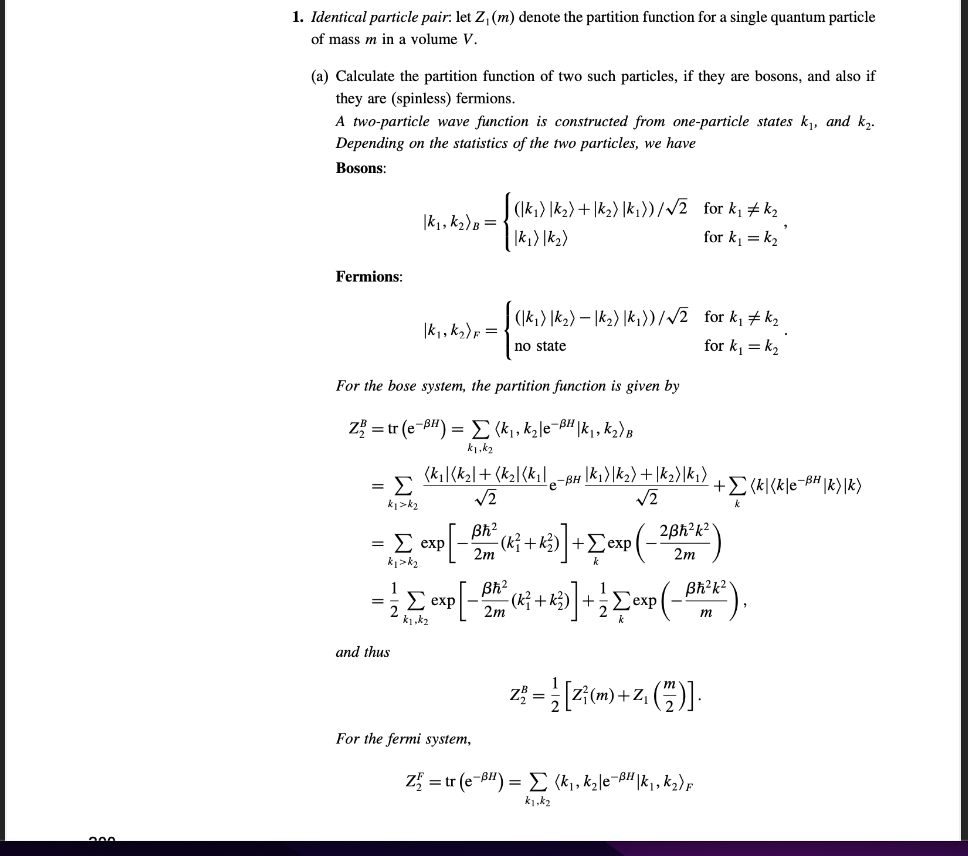 Solved Identical particle pair: let Z1(m) ﻿denote the | Chegg.com