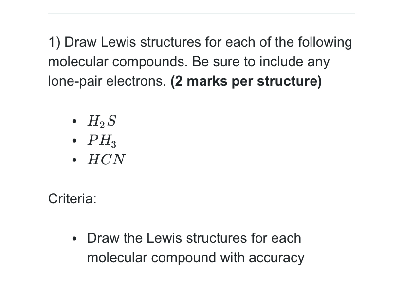 Solved Draw Lewis structures for each of the following | Chegg.com