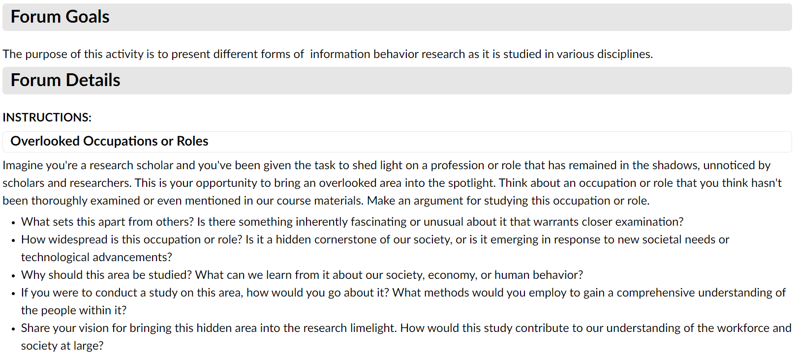 Solved INSTRUCTIONS:Overlooked Occupations or RolesImagine | Chegg.com