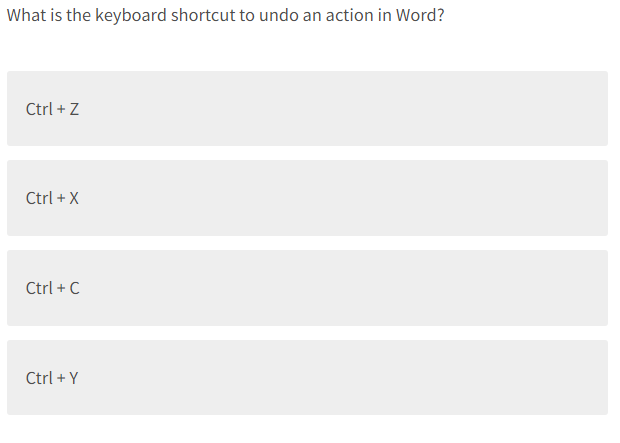 Solved What is the keyboard shortcut to undo an action in | Chegg.com