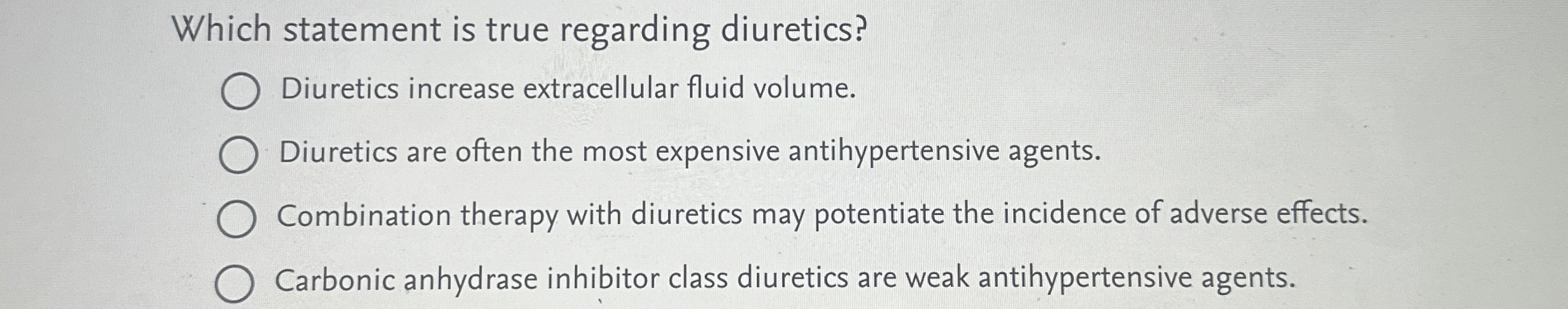 Solved Which statement is true regarding diuretics?Diuretics | Chegg.com
