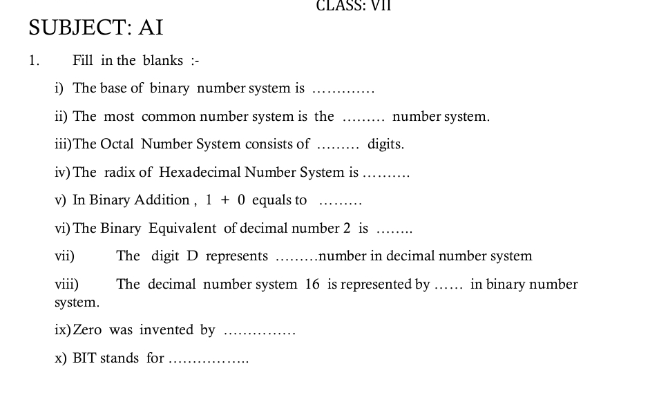 Solved SUBJECT: AI Fill in the blanks :- ﻿i) ﻿The base of | Chegg.com