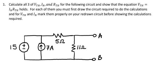 Solved Calculate all 3 ﻿of VTH,IN, ﻿and RTH ﻿for the | Chegg.com
