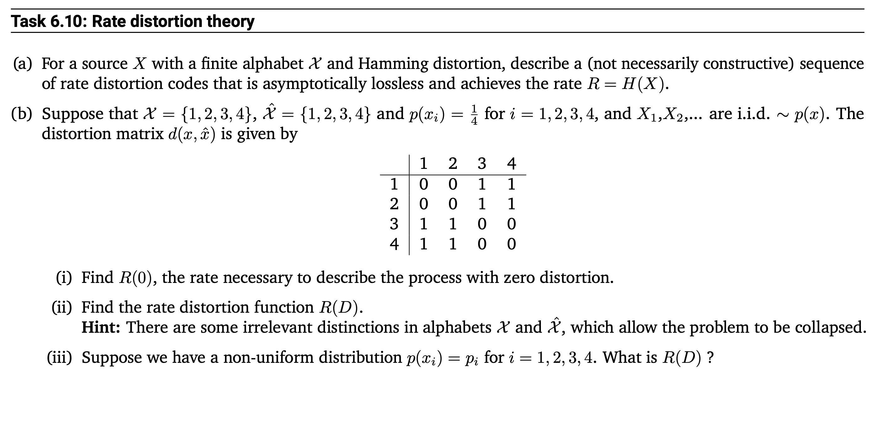 Solved Task 6 10 Rate Distortion Theory A ﻿for A Source X