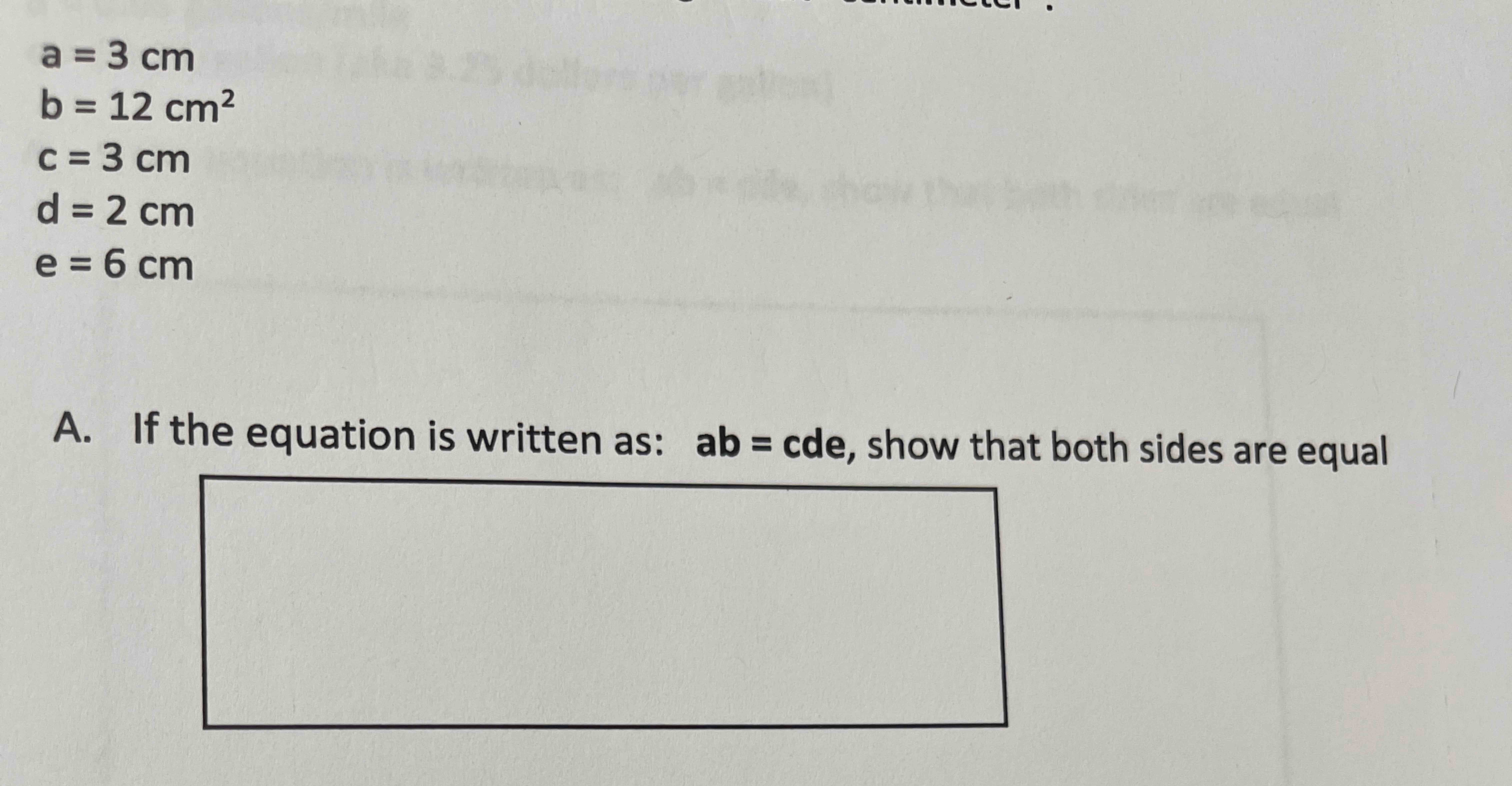 Solved code class="asciimath">a=3cm b=12cm^(2) ﻿c=3cm d=2cm | Chegg.com