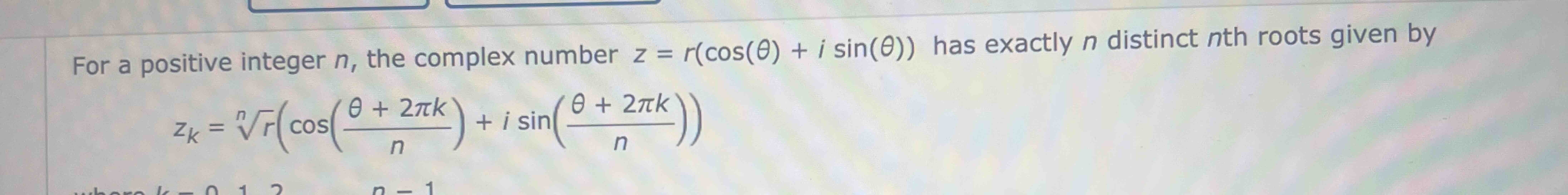 Solved For a positive integer n, ﻿the complex number | Chegg.com