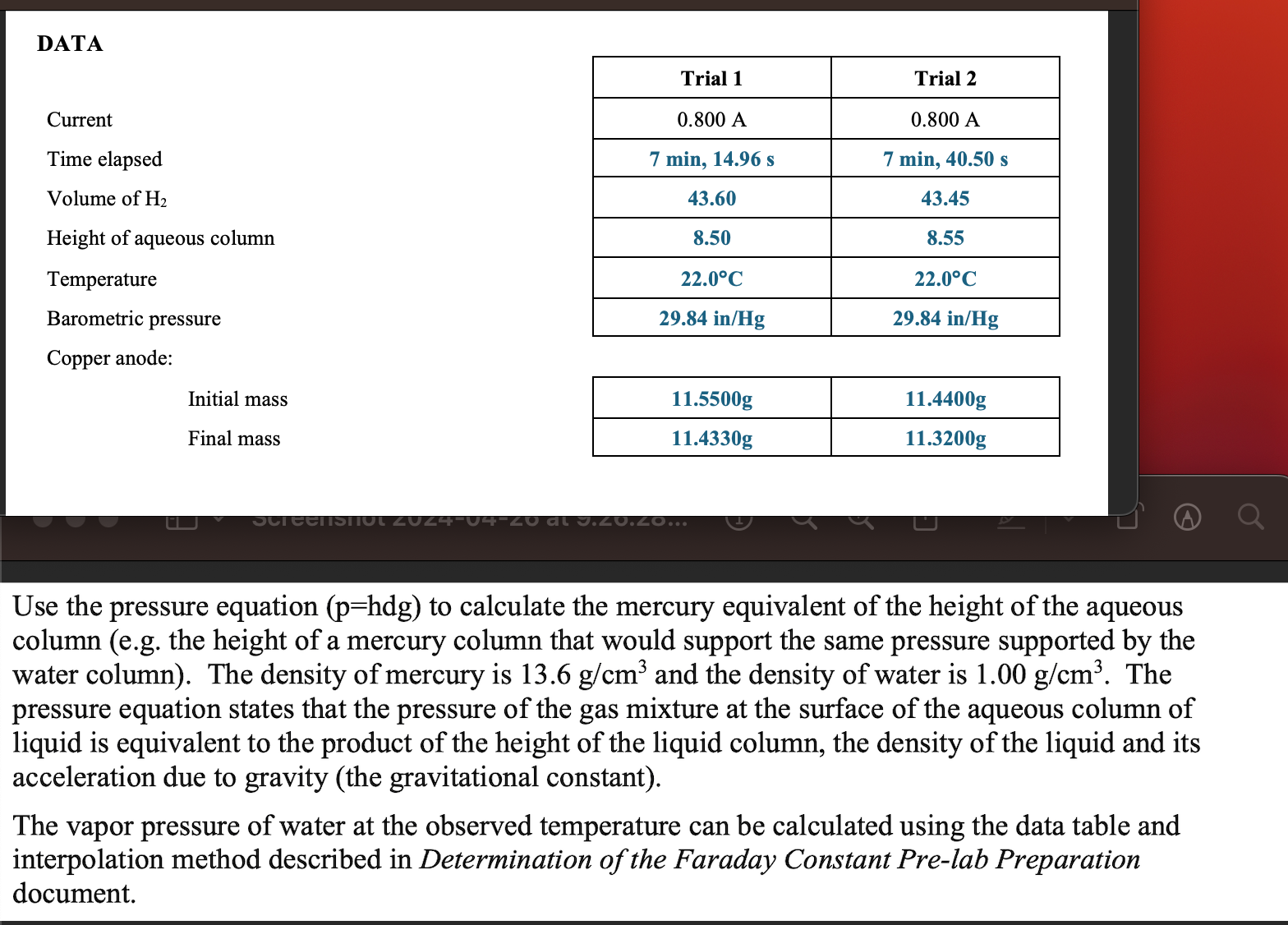 Solved Use the pressure equation (p=hdg) ﻿to calculate the | Chegg.com