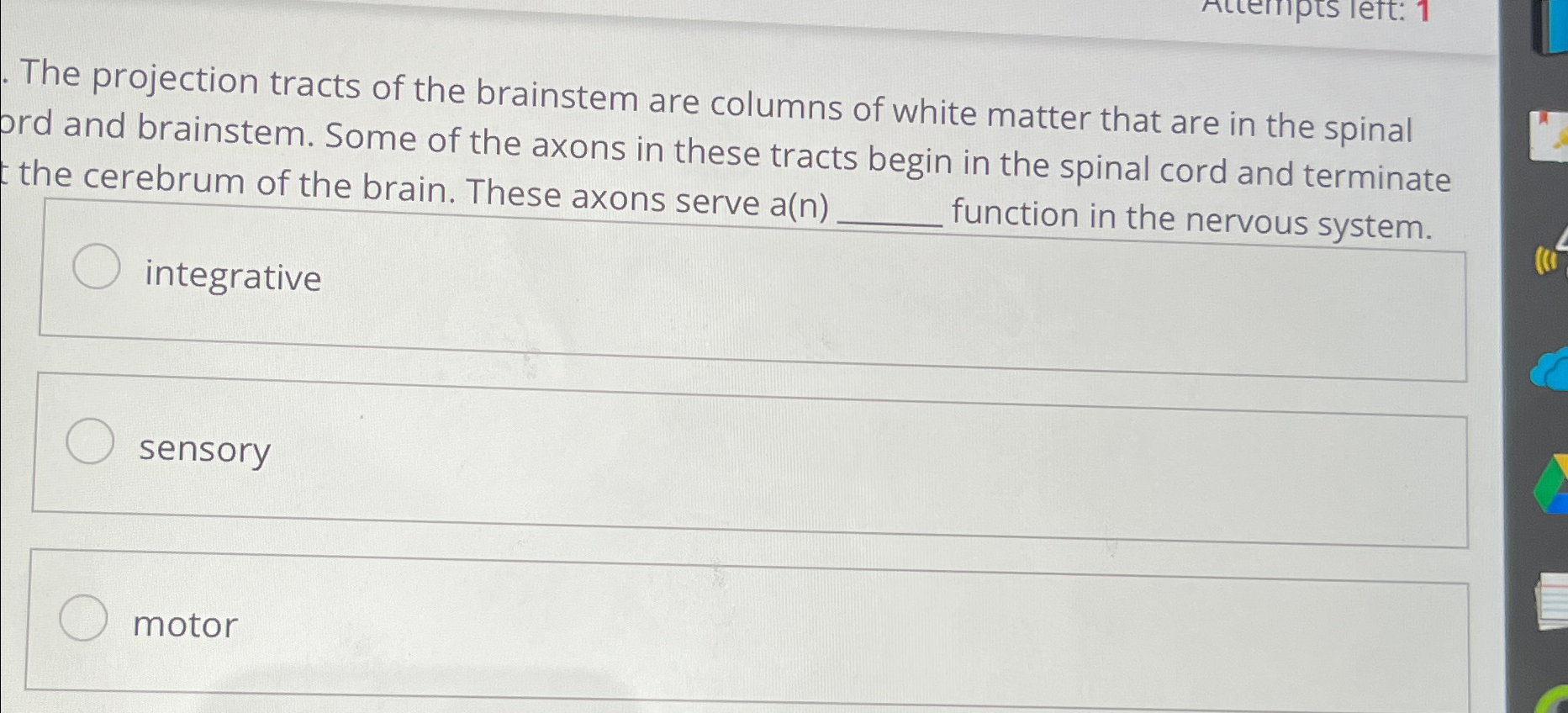 Solved . ﻿The projection tracts of the brainstem are columns | Chegg.com