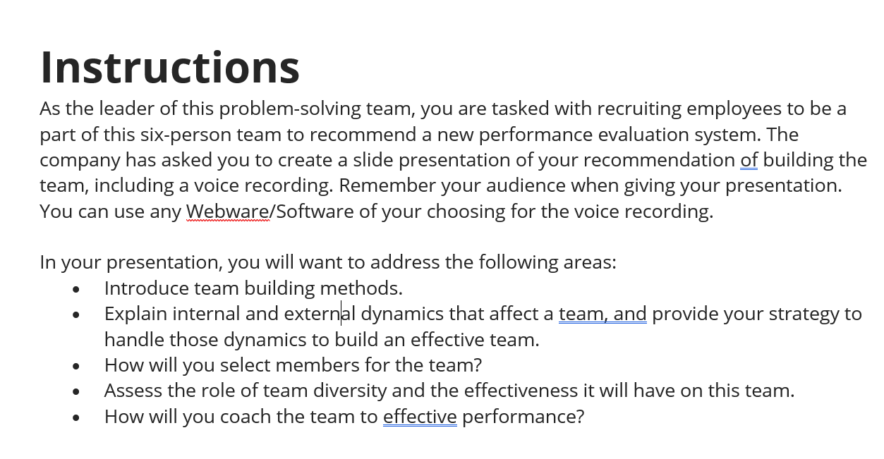 Solved Instructions As the leader of this problem-solving | Chegg.com