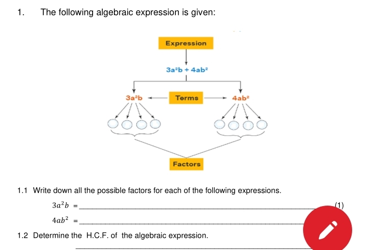 Solved The following algebraic expression is given: 1.1 | Chegg.com