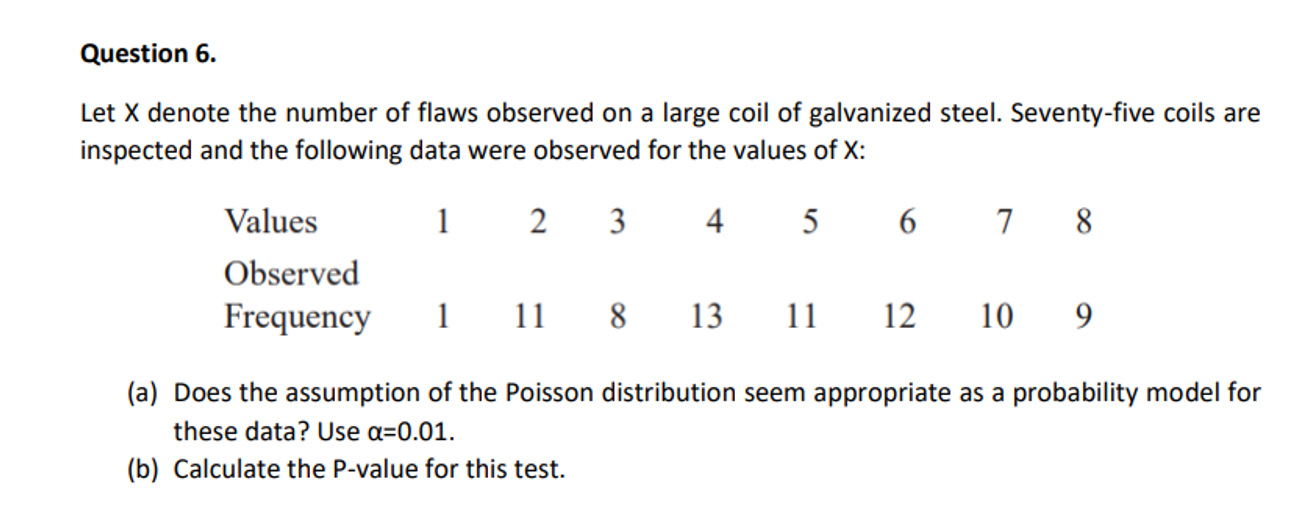 Solved Question 6.Let x ﻿denote the number of flaws observed | Chegg.com