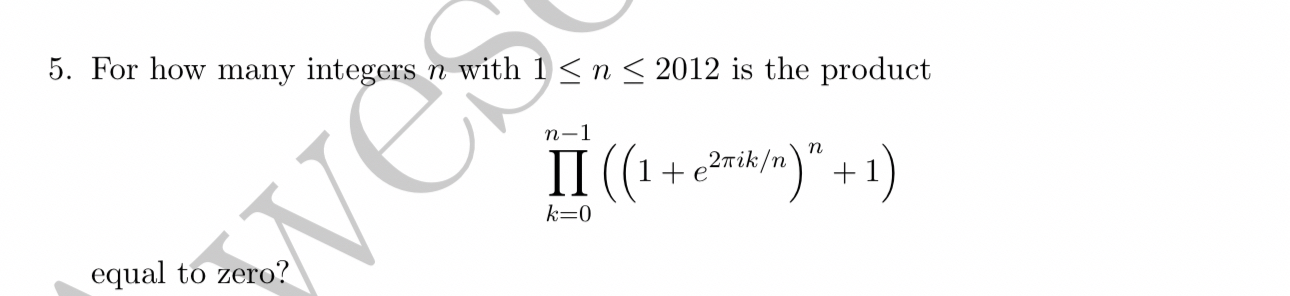 Solved For how many integers n ﻿with 1≤n≤2012 ﻿is the | Chegg.com