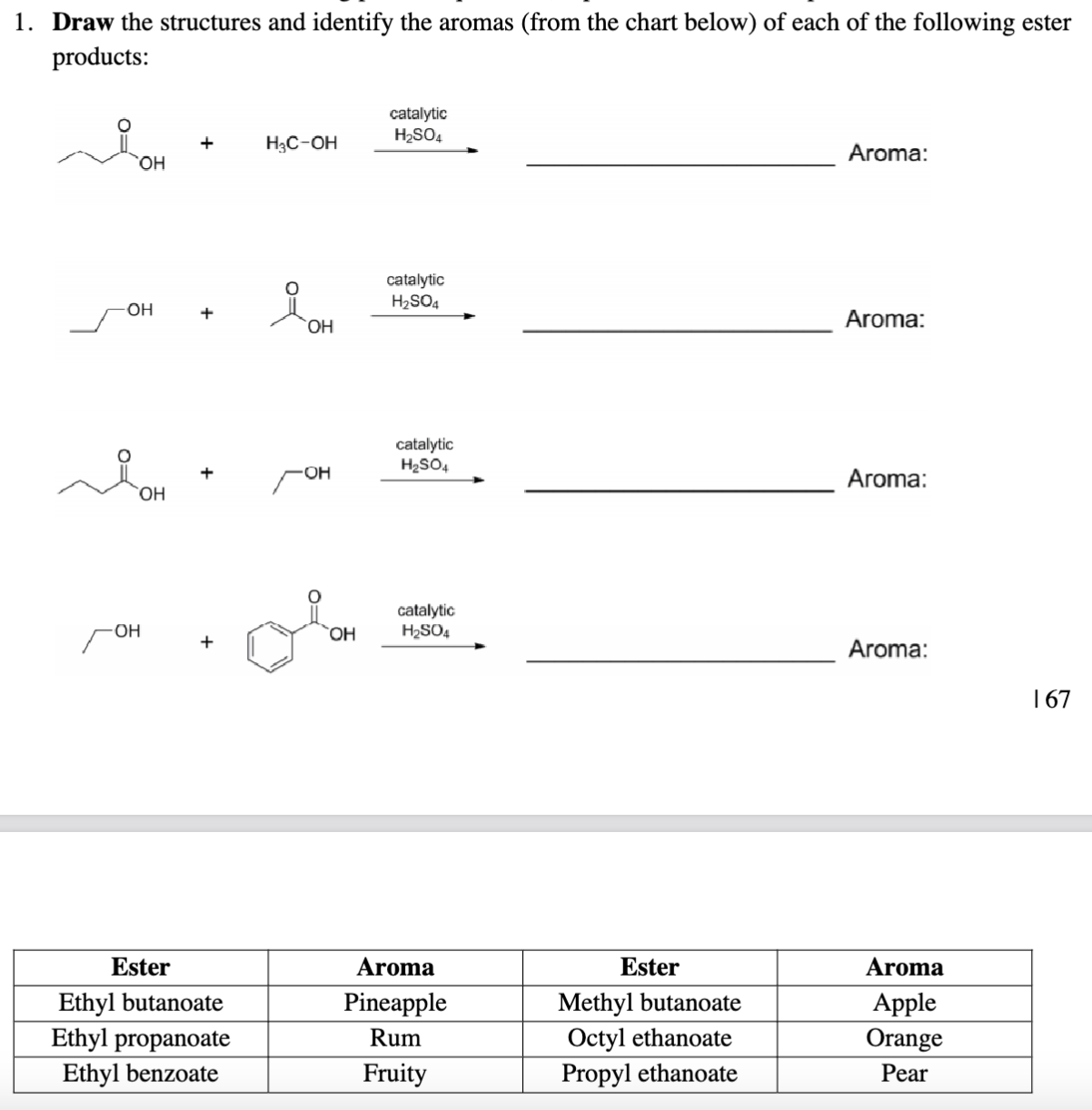 Solved Draw the structures and identify the aromas (from the | Chegg.com